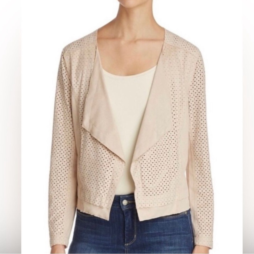 Lyss Faux Suede Laser Cut Eyelet Draped Front Beige M… - Gem